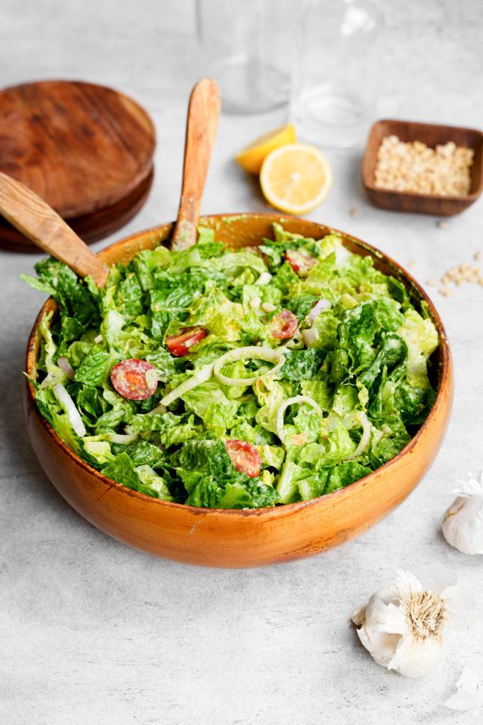 Avocado Pine Nut Pesto Salad - The All Natural Vegan
