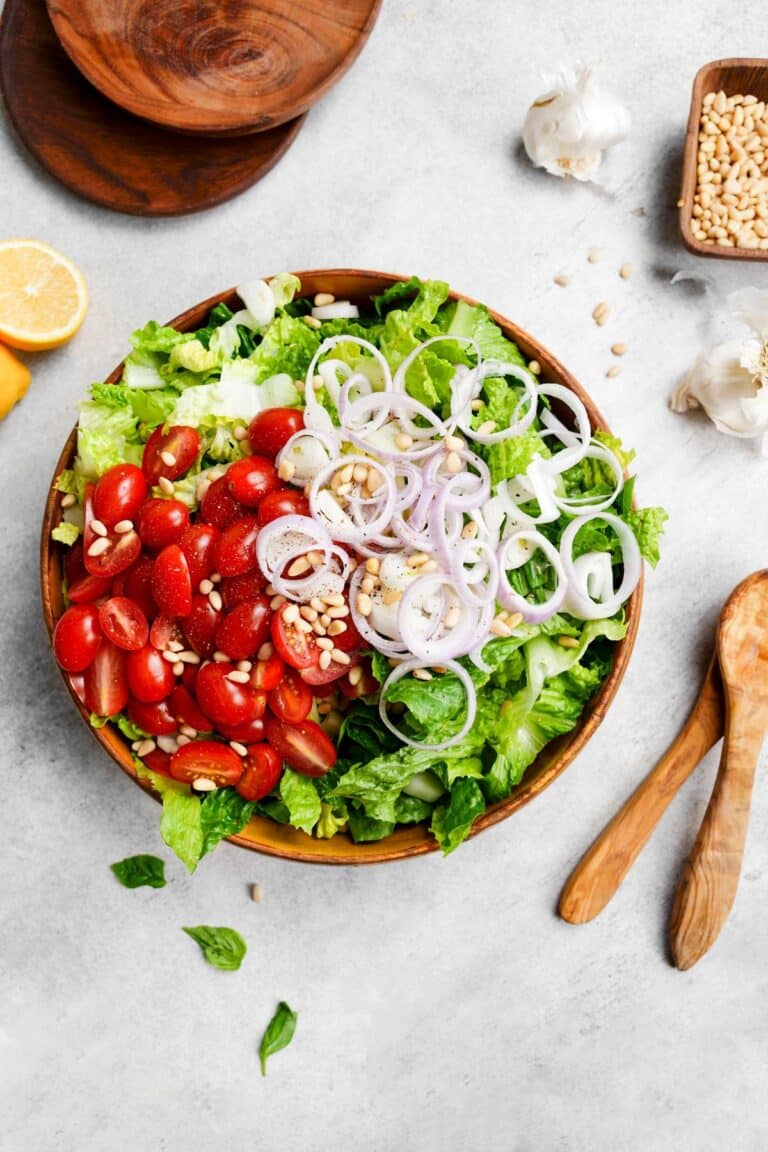 Avocado Pine Nut Pesto Salad - The All Natural Vegan