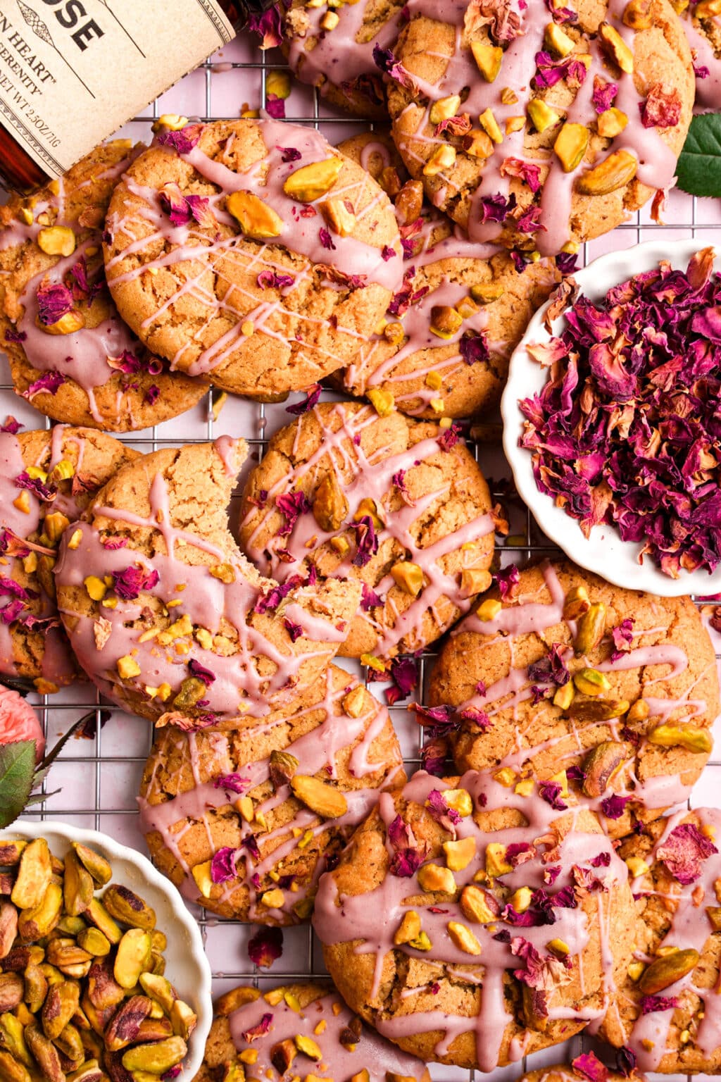 Healthy Pistachio Rose Cookies (Easy Recipe) - The All Natural Vegan