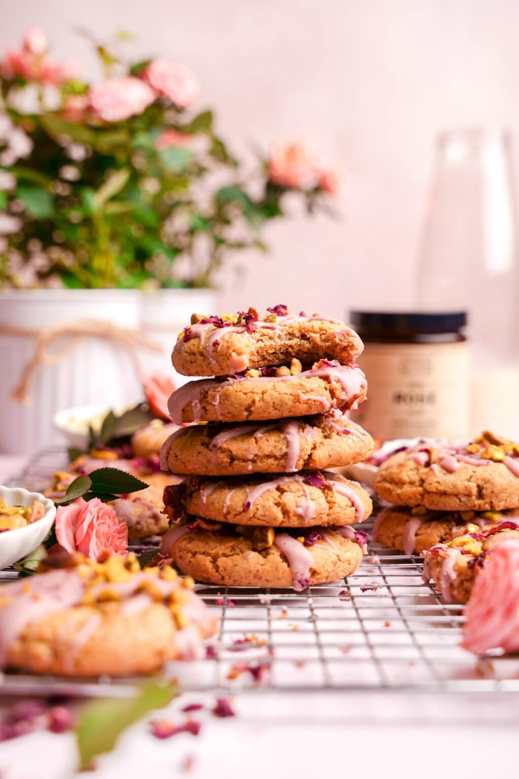 Healthy Pistachio Rose Cookies (Easy Recipe) - The All Natural Vegan