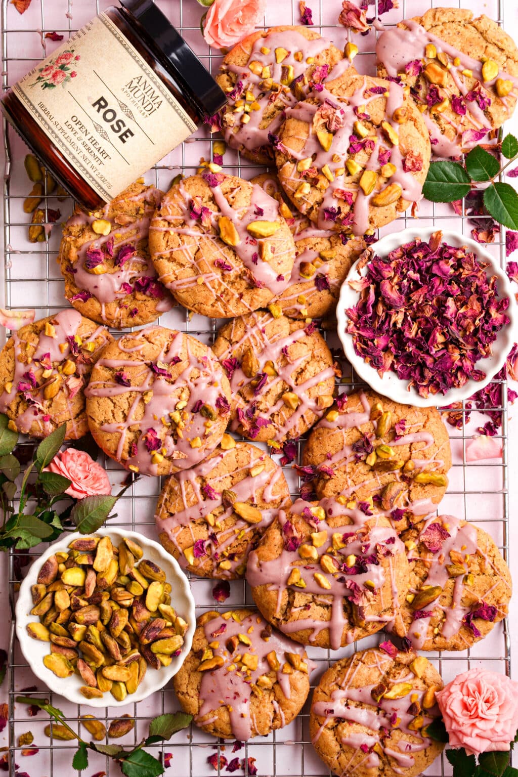 Healthy Pistachio Rose Cookies (Easy Recipe) - The All Natural Vegan