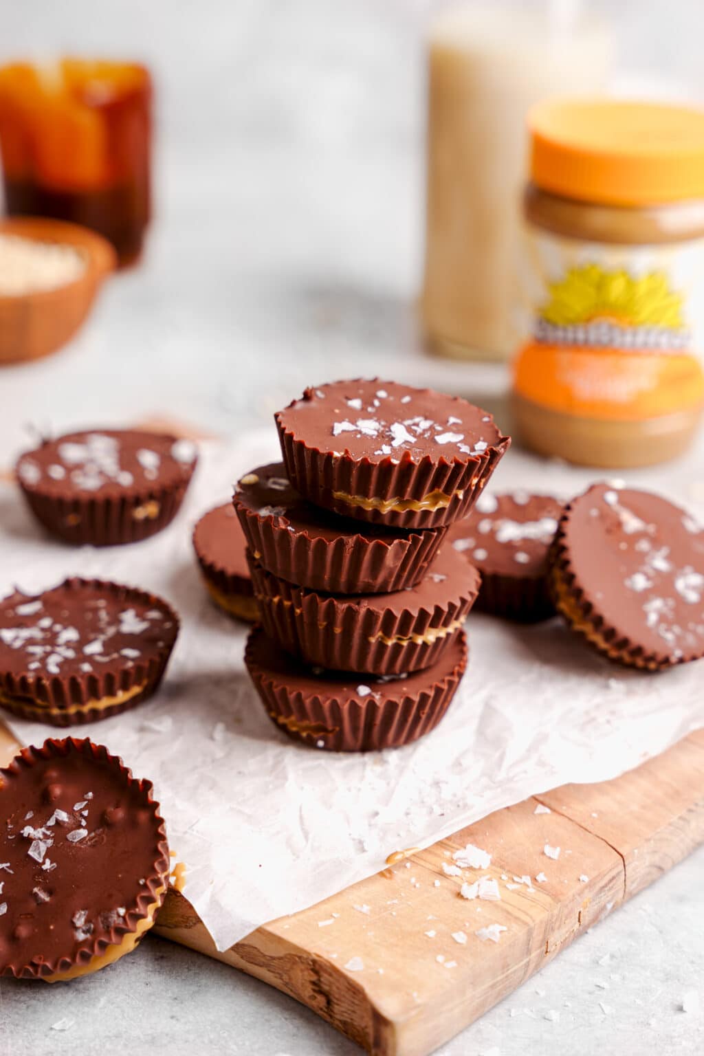 Healthy Dark Chocolate Caramel Sunbutter Cups - The All Natural Vegan