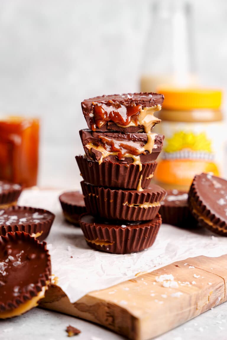 Healthy Dark Chocolate Caramel Sunbutter Cups - The All Natural Vegan