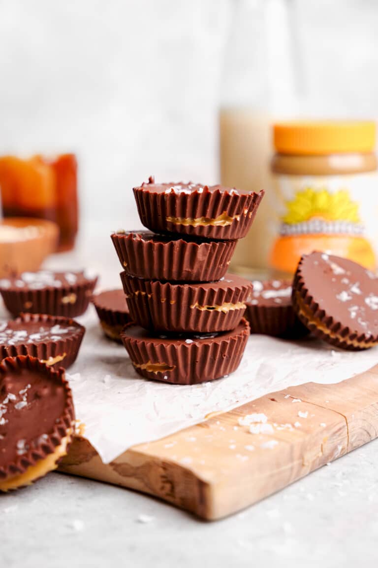 Healthy Dark Chocolate Caramel Sunbutter Cups - The All Natural Vegan