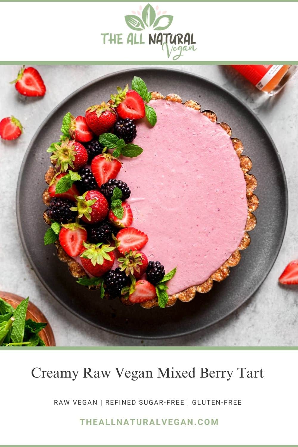 Creamy Raw Vegan Mixed Berry Tart Recipe - The All Natural Vegan